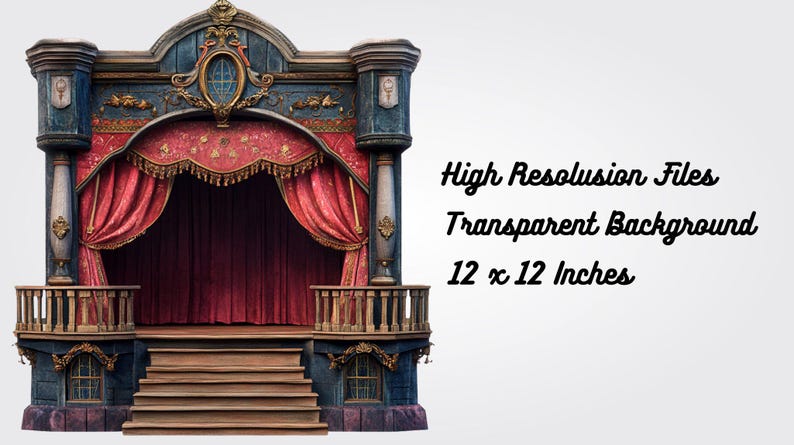 Renaissance Theater Stage Clipart, 20 PNG Vintage Drama Backdrop ...