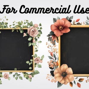 Floral Chalkboard Clipart, 25 PNG Rustic Flower Graphics With ...