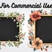 Floral Chalkboard Clipart, 25 PNG Rustic Flower Graphics With ...