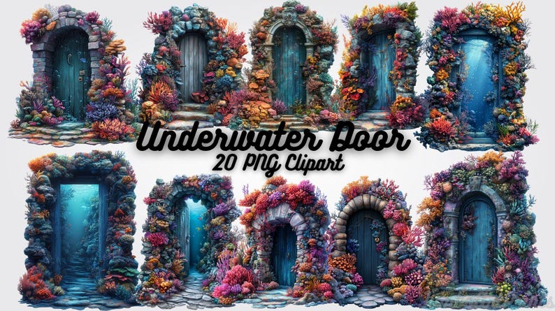 Underwater Door Clipart: Coral Reef Ocean PNG Set (digital Download) - Etsy