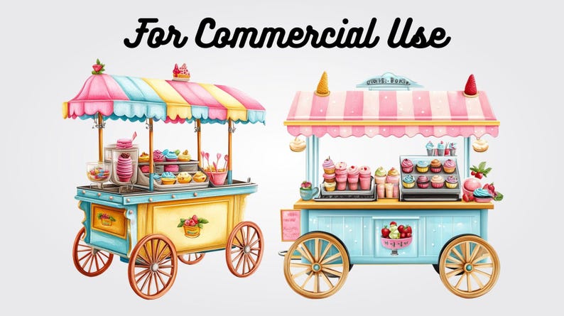 Italian Gelato Cart Clipart, Vintage Ice Cream Cart PNG, Dessert Cart ...