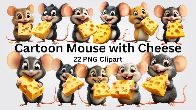 Cartoon Mouse Clipart, Cheese PNG Images (digital Download) - Etsy