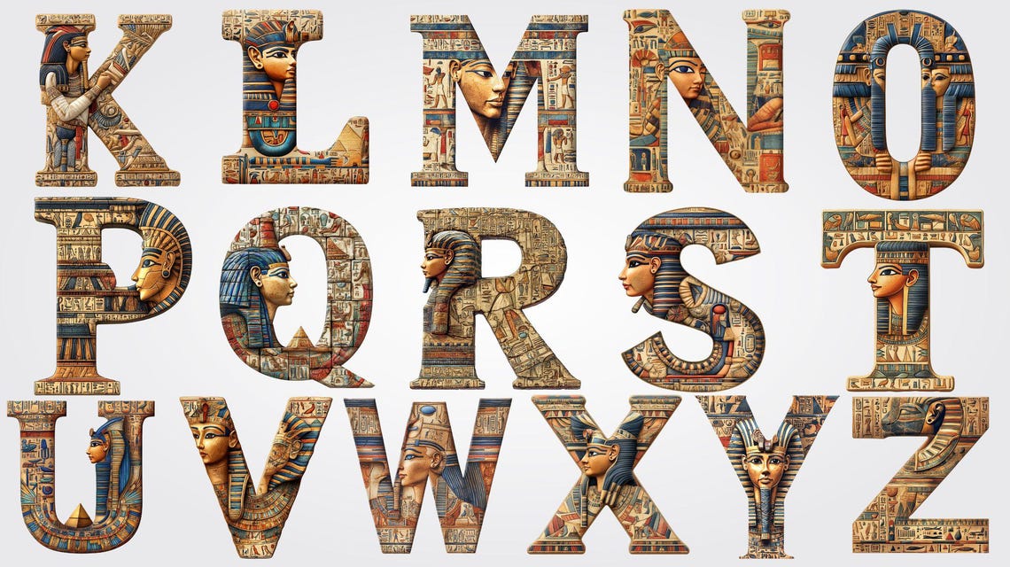 26 Egyptian Alphabet Clipart, Letter Clipart, High-quality PNG, Perfect ...
