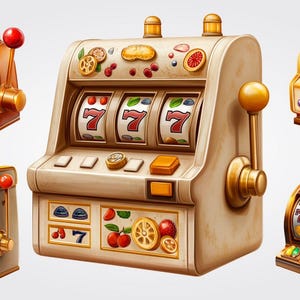 Retro Slot Machine Clipart: Las Vegas Casino Graphics (25 PNG Digital ...