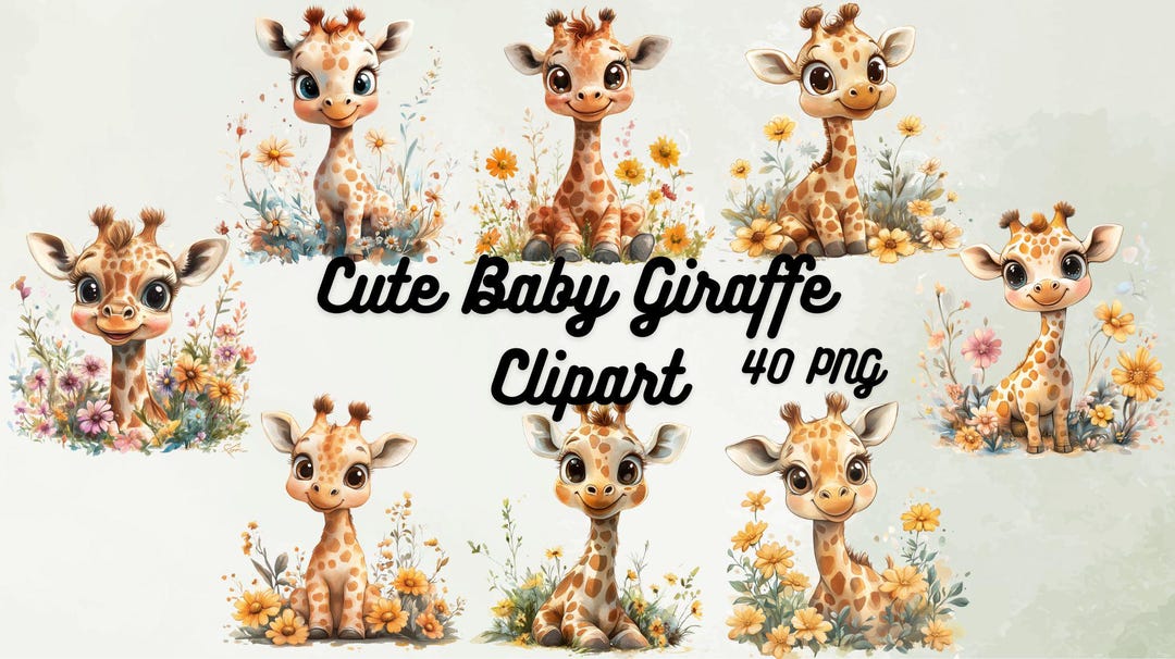 40 Cute Giraffe Clipart , Baby Giraffe PNG, Floral Giraffe Clipart ...