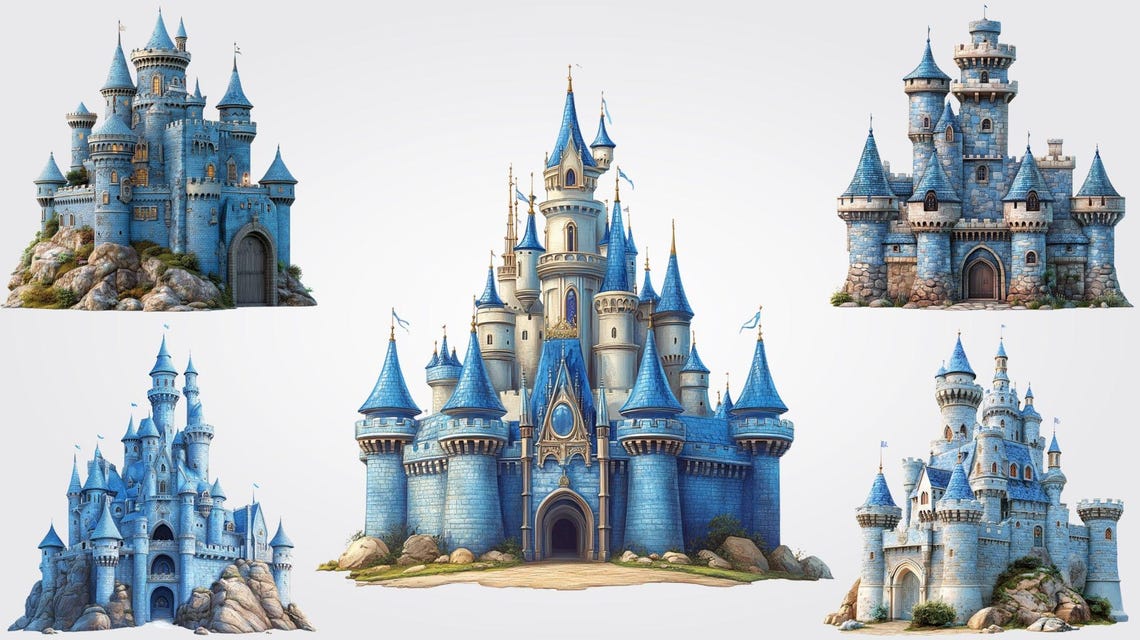 Blue Castle Clipart, Fantasy Fairytale Castle PNG, Magical Kingdom ...