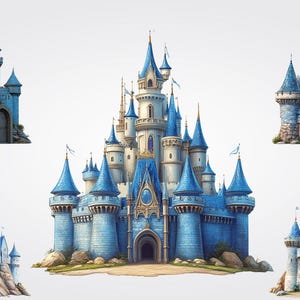Blue Castle Clipart, Fantasy Fairytale Castle PNG, Magical Kingdom ...