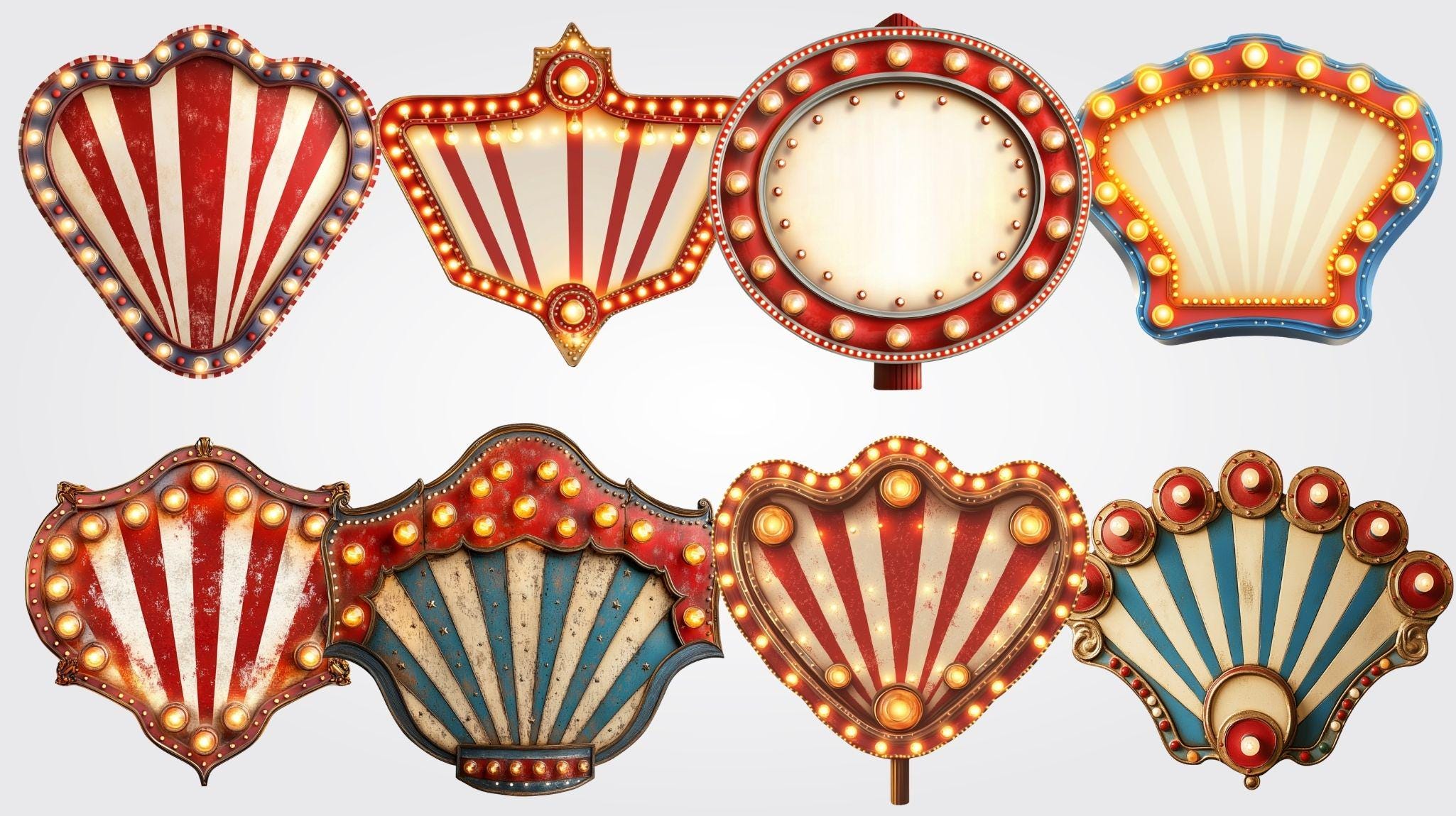 Circus Marquee Sign Clipart: Retro Carnival Designs (30 PNG Digital ...