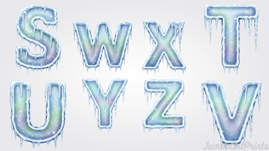 Frozen Alphabet PNG – 26 Icy Letters With Crystal Halo & Winter Texture ...