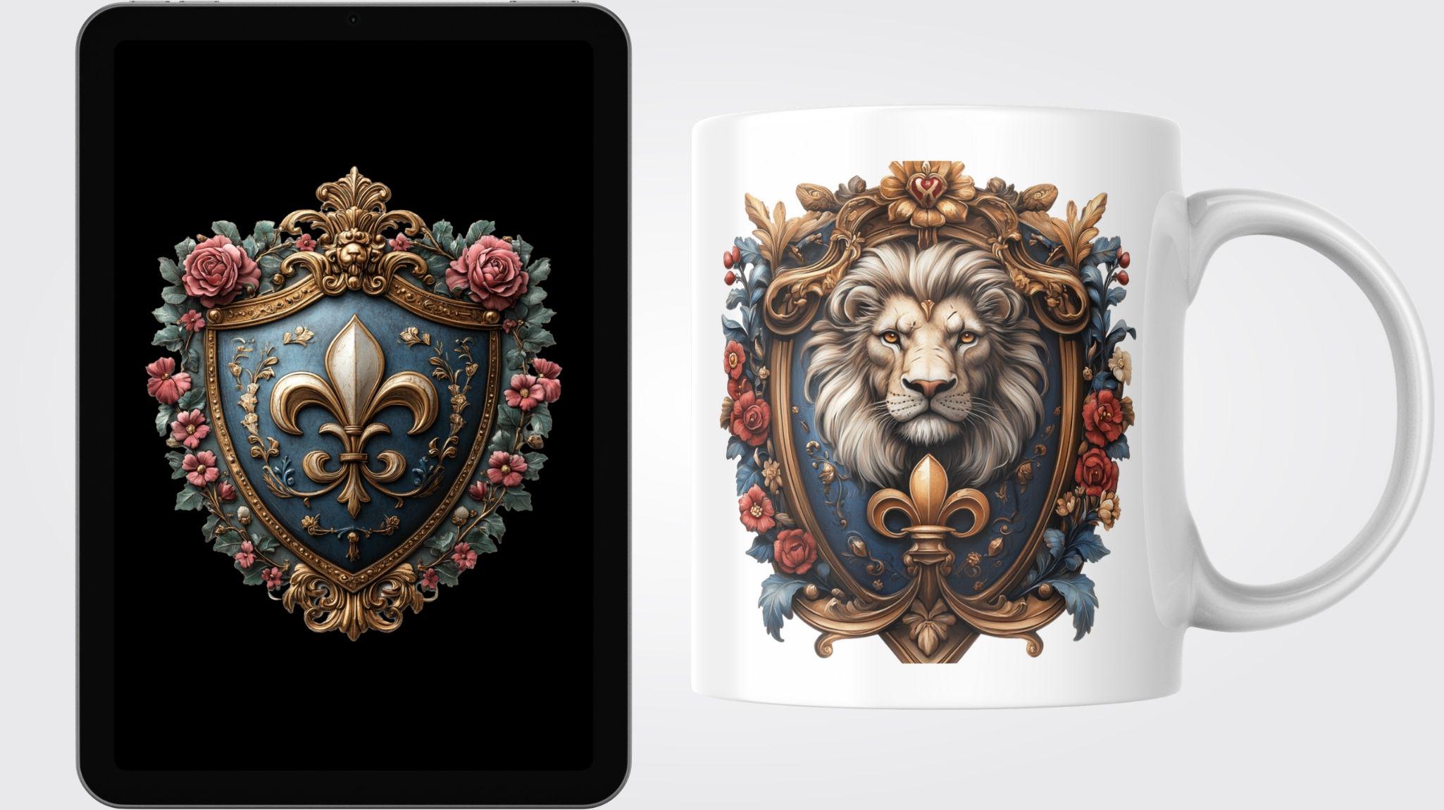 Heraldic Shield Clipart: Medieval Crest PNG Bundle (digital Download ...