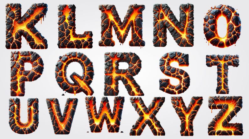 26 Lava Alphabet Clipart, Letter Clipart, High-quality PNG Images of ...