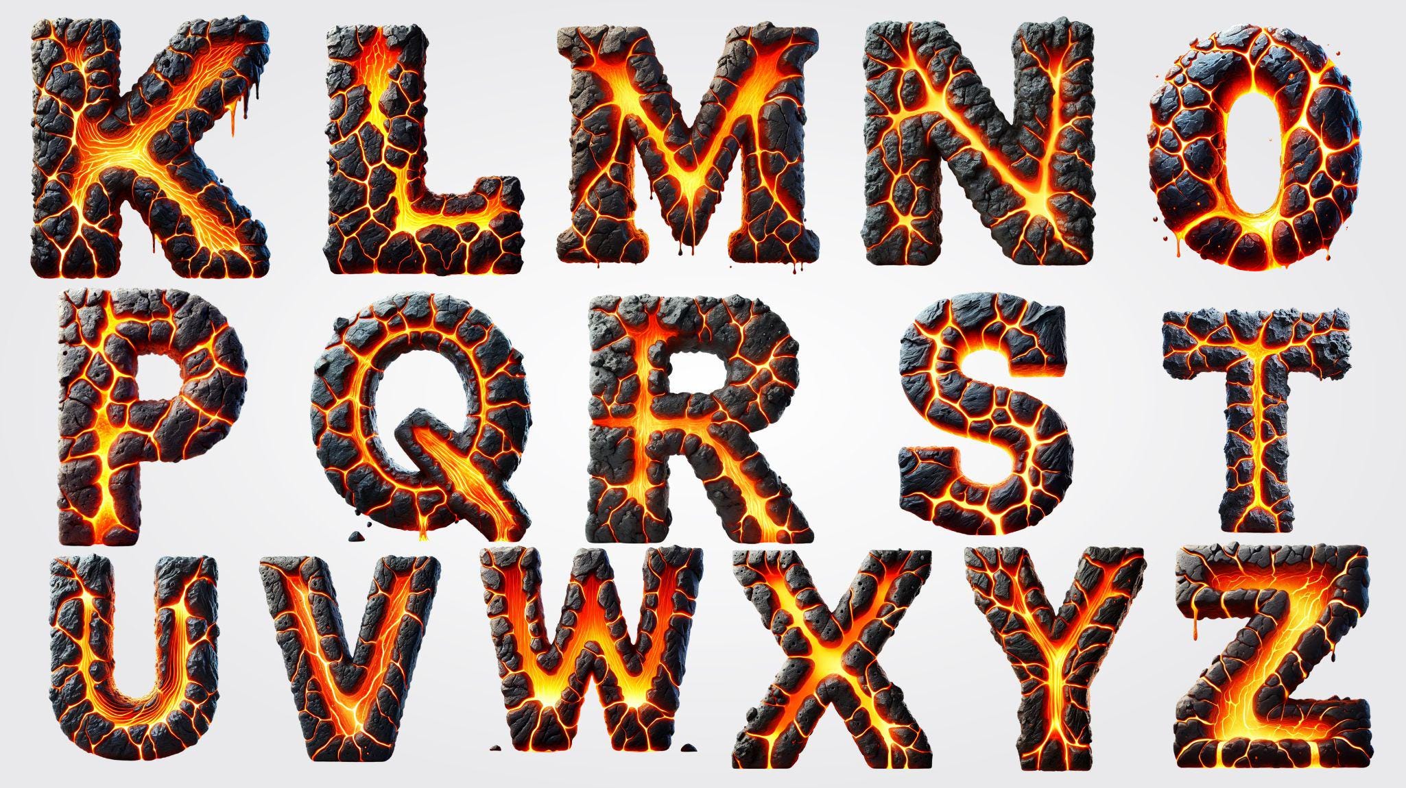 26 Lava Alphabet Clipart, Letter Clipart, High-quality PNG Images of ...
