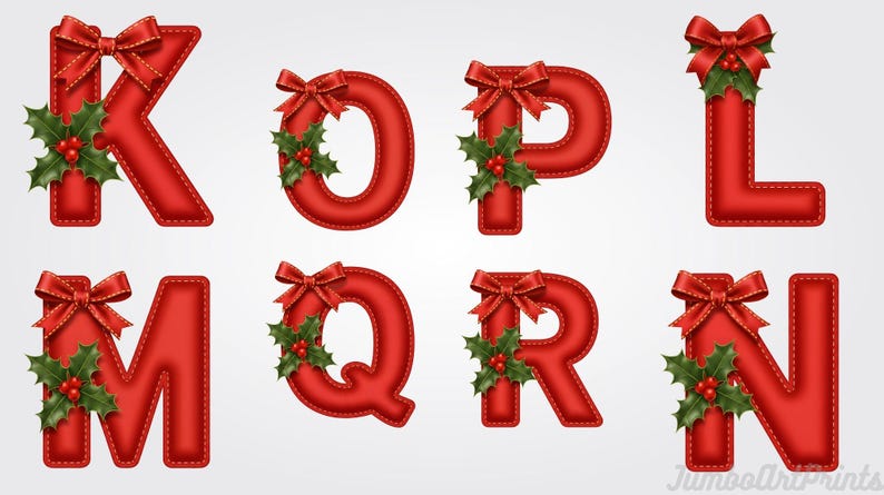 Red Felt Alphabet Clipart PNG - Xmas Craft Alphabet - Etsy
