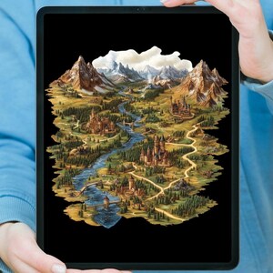 Vintage Medieval Map Clipart: Fantasy World Pngs (15 Files, Instant ...