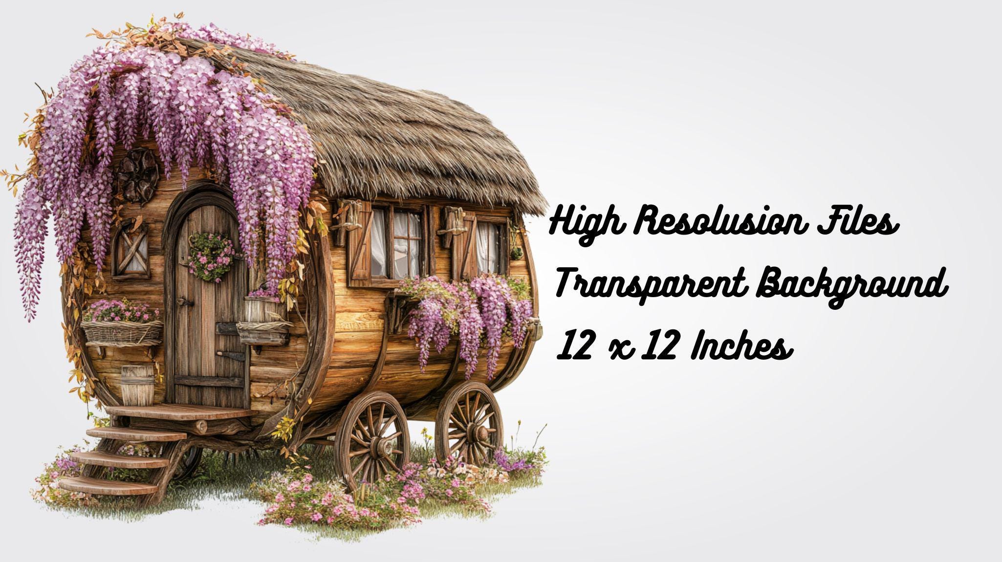 15 Rustic Gypsy Wagon Clipart, Wagon Clipart, PNG Images for Boho ...