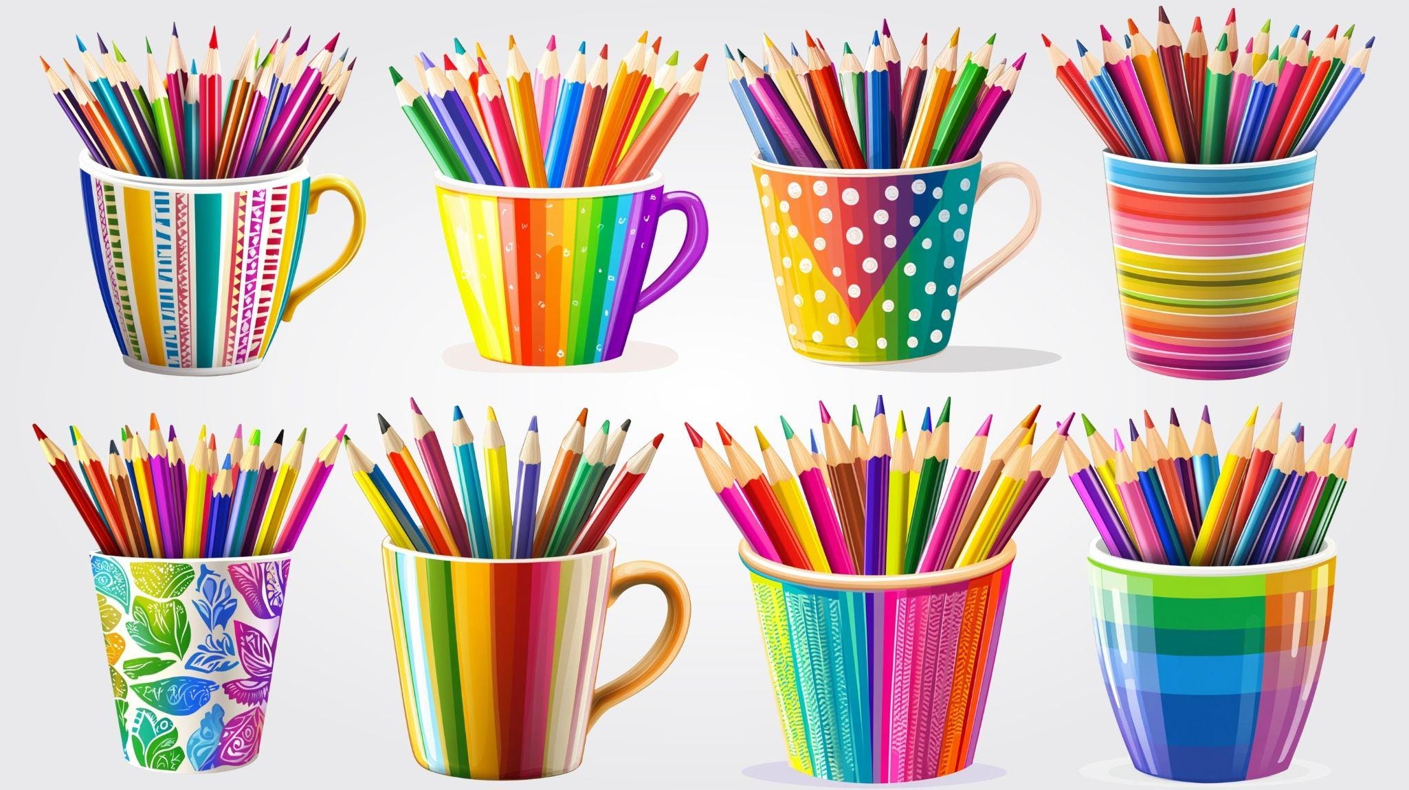 Rainbow Colored Pencils Clipart: School Supply Graphics (30 PNG) - Etsy