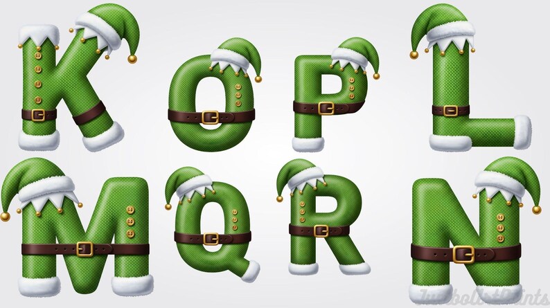 Elf-themed Christmas Alphabet PNG | Festive Letter Clipart | Holiday ...