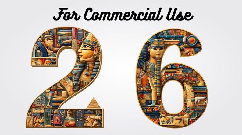 Egyptian Number Clipart, Ancient Egypt Decor (PNG Digital Download) - Etsy