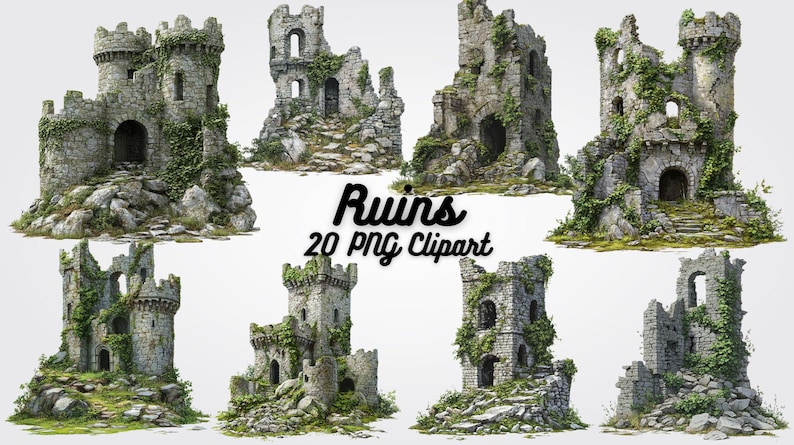 Ruins Clipart Set: Ancient Castle PNG Images (digital Download) - Etsy