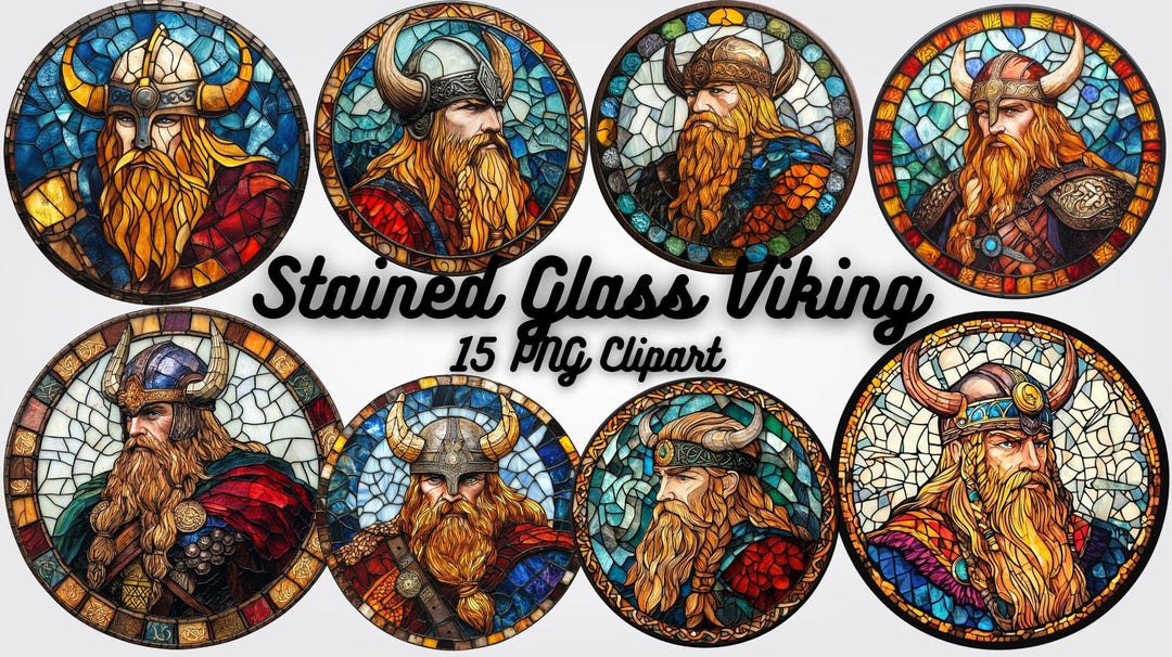 Stained Glass Viking Clipart: Round PNG Designs (digital Download) - Etsy