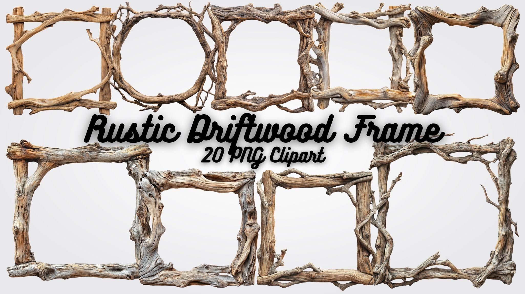 Rustic Driftwood Frame Clipart, Wooden Frame Clipart, 20 High-quality ...