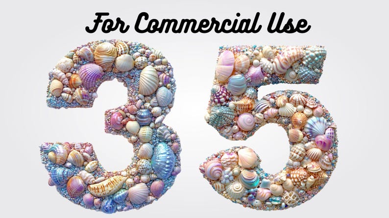 Seashell Number Clipart: Coastal Nautical PNG (digital Download) - Etsy