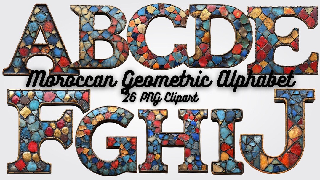 Moroccan Geometric Alphabet Clipart PNG, Boho Letters, Digital ...