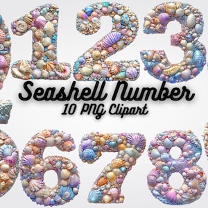Seashell Number Clipart: Coastal Nautical PNG (digital Download) - Etsy