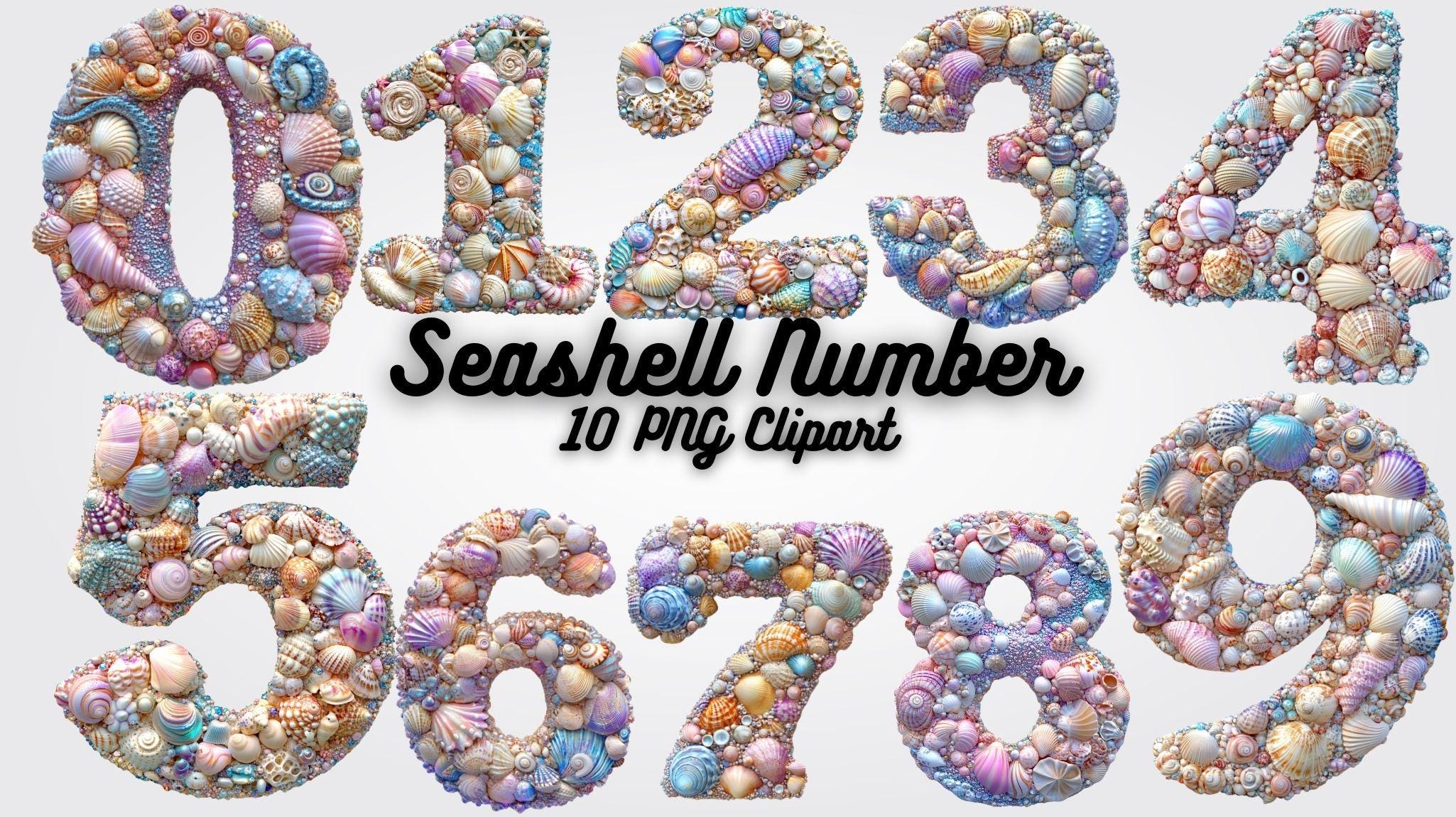 Seashell Number Clipart: Coastal Nautical PNG (digital Download) - Etsy