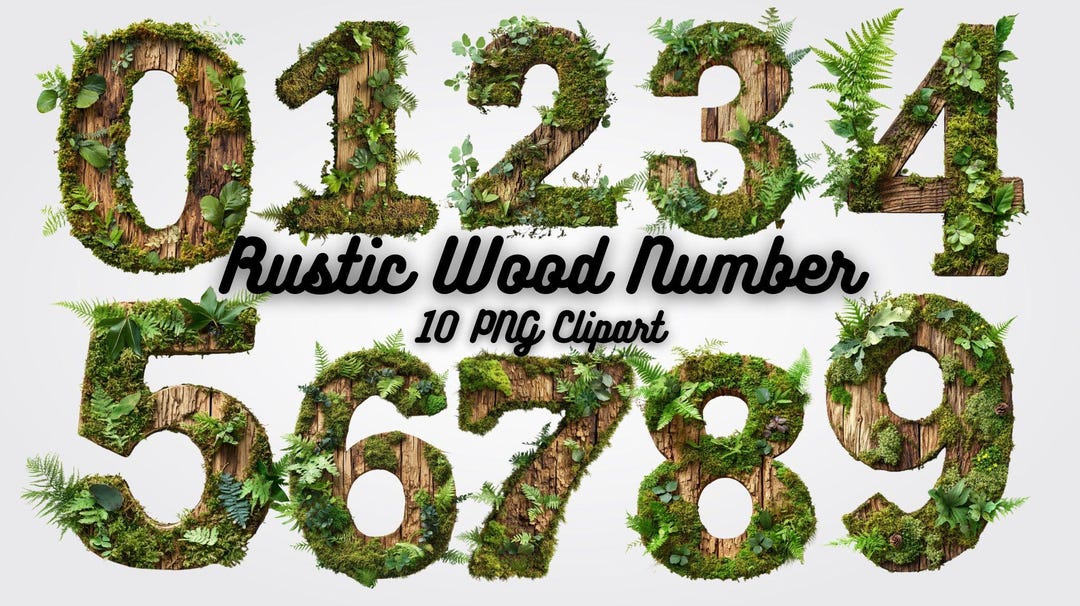 Rustic Wood Number Clipart, Number Clipart, 10 High-quality PNG Files ...