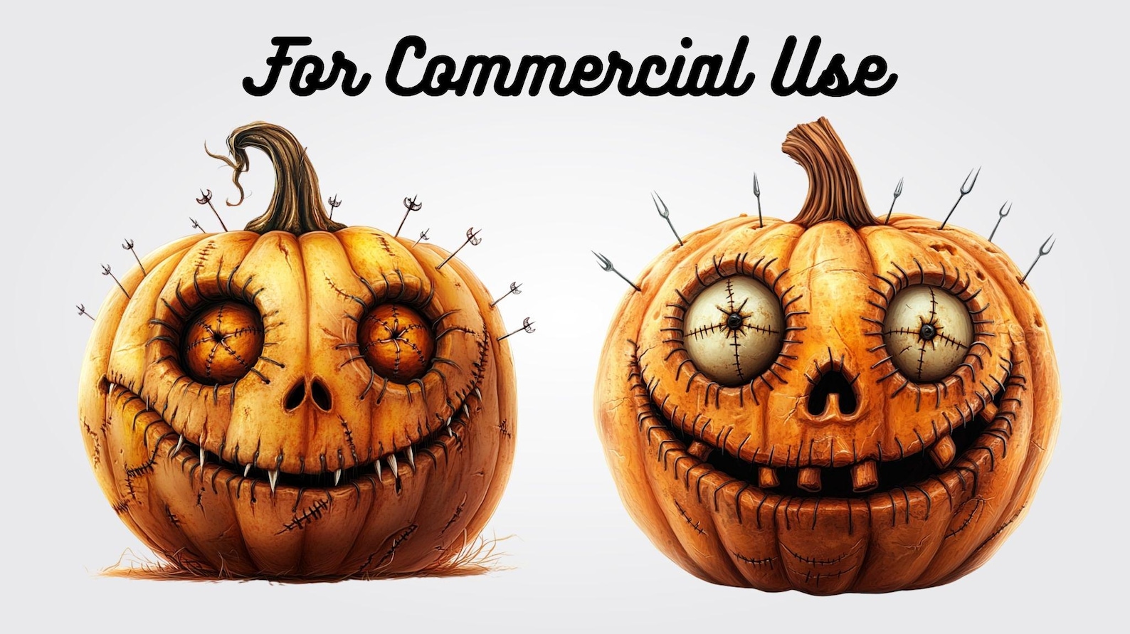 Voodoo Pumpkin Clipart Set: Gothic Halloween PNG Images (digital ...