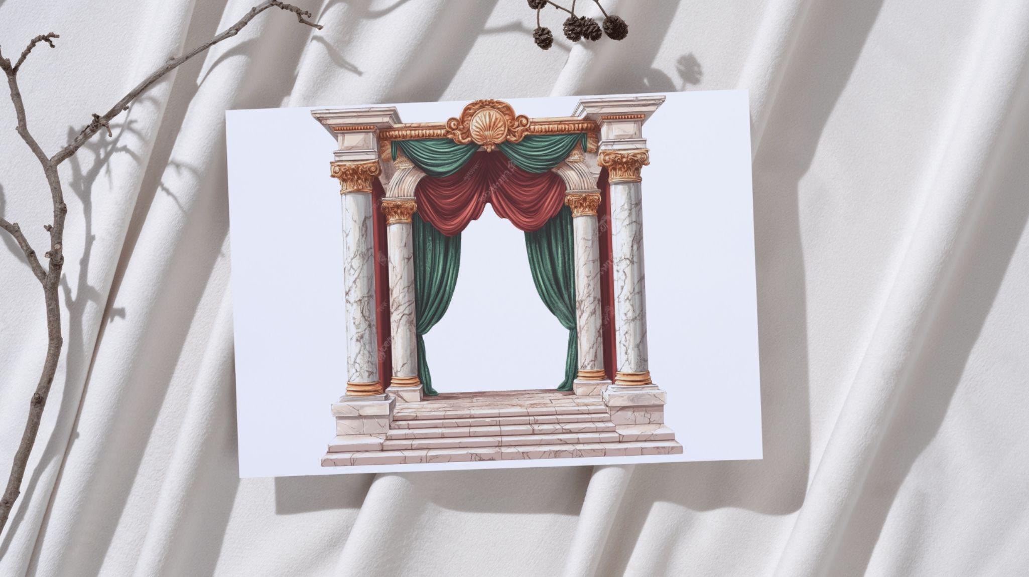 Ancient Theater Stage Clipart: Vintage Greek & Roman Backdrops (digital ...