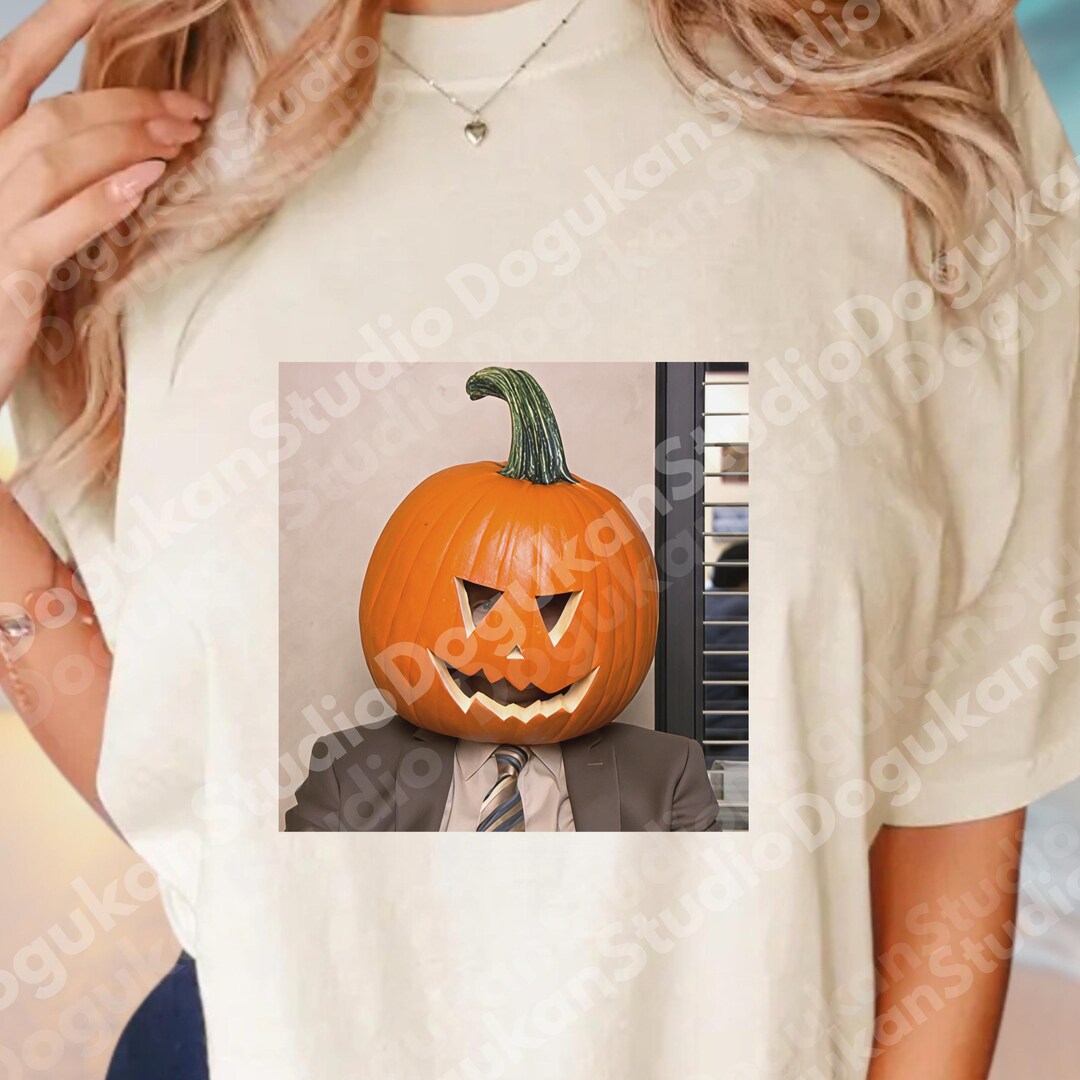 Dwight Pumpkin Head PNG, Funny the Office Halloween Design Full of Retro Digital TV Show Energy ...