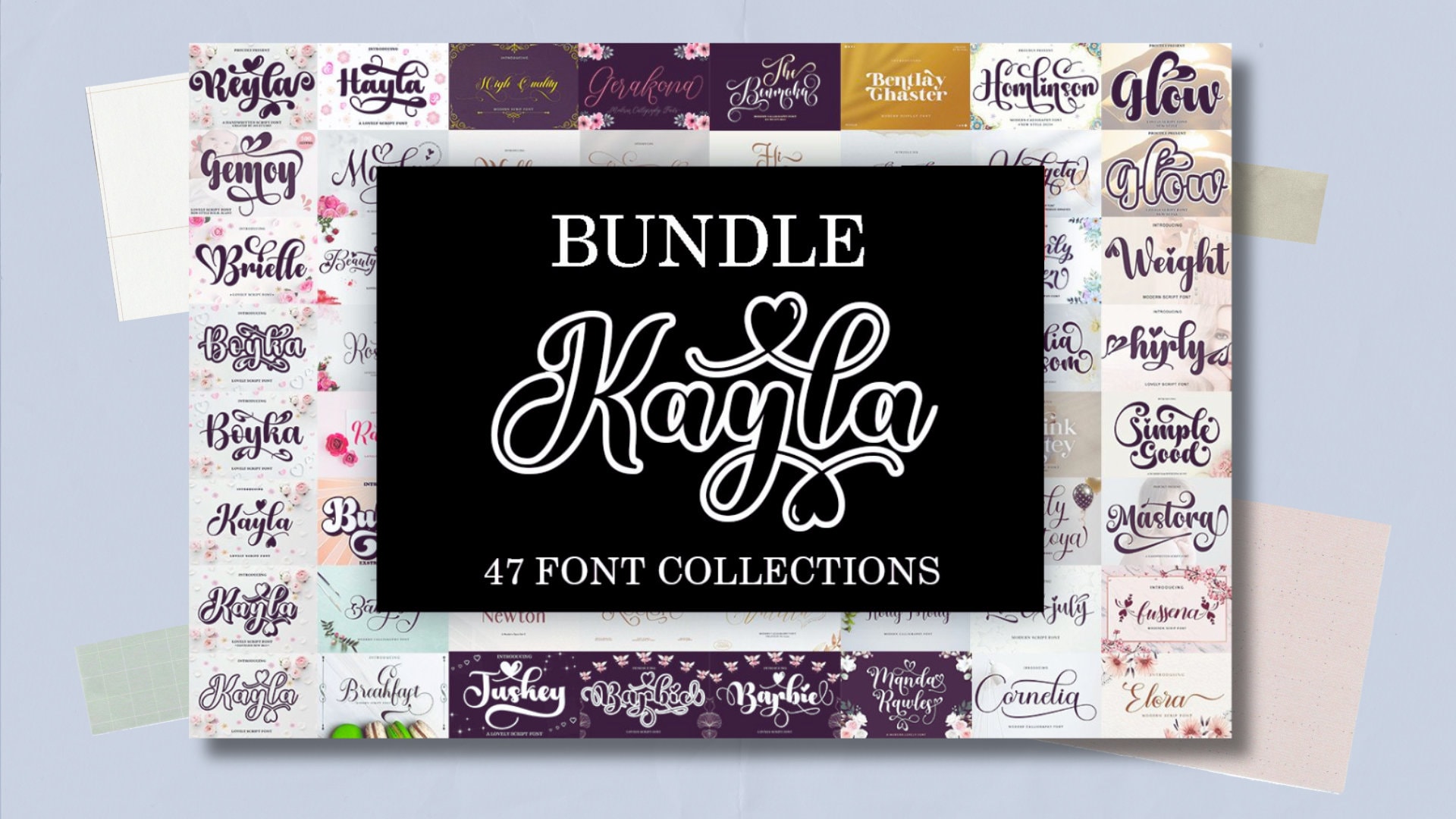 Kayla Font Bundle, Beautiful Font, Display Font, Cricut Font, Vintage ...
