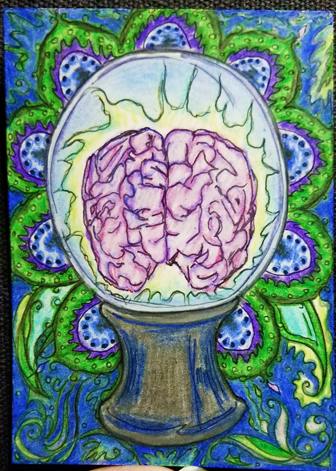 Original Art: pickled Brain Colorful Ink and - Etsy