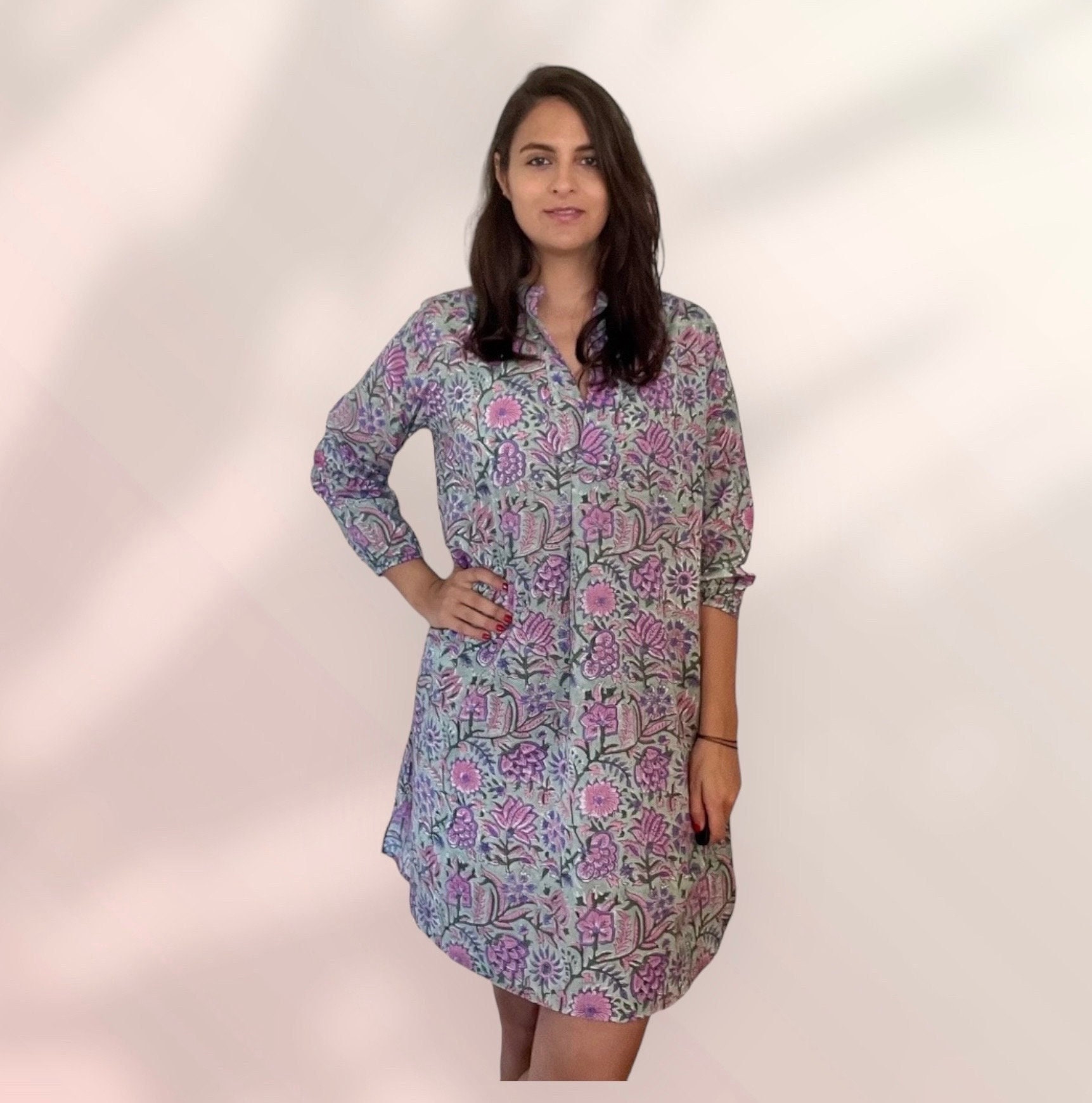 Summer Wear Hand Block Printed Floral Women Dress/loungewear/ Kurta ...