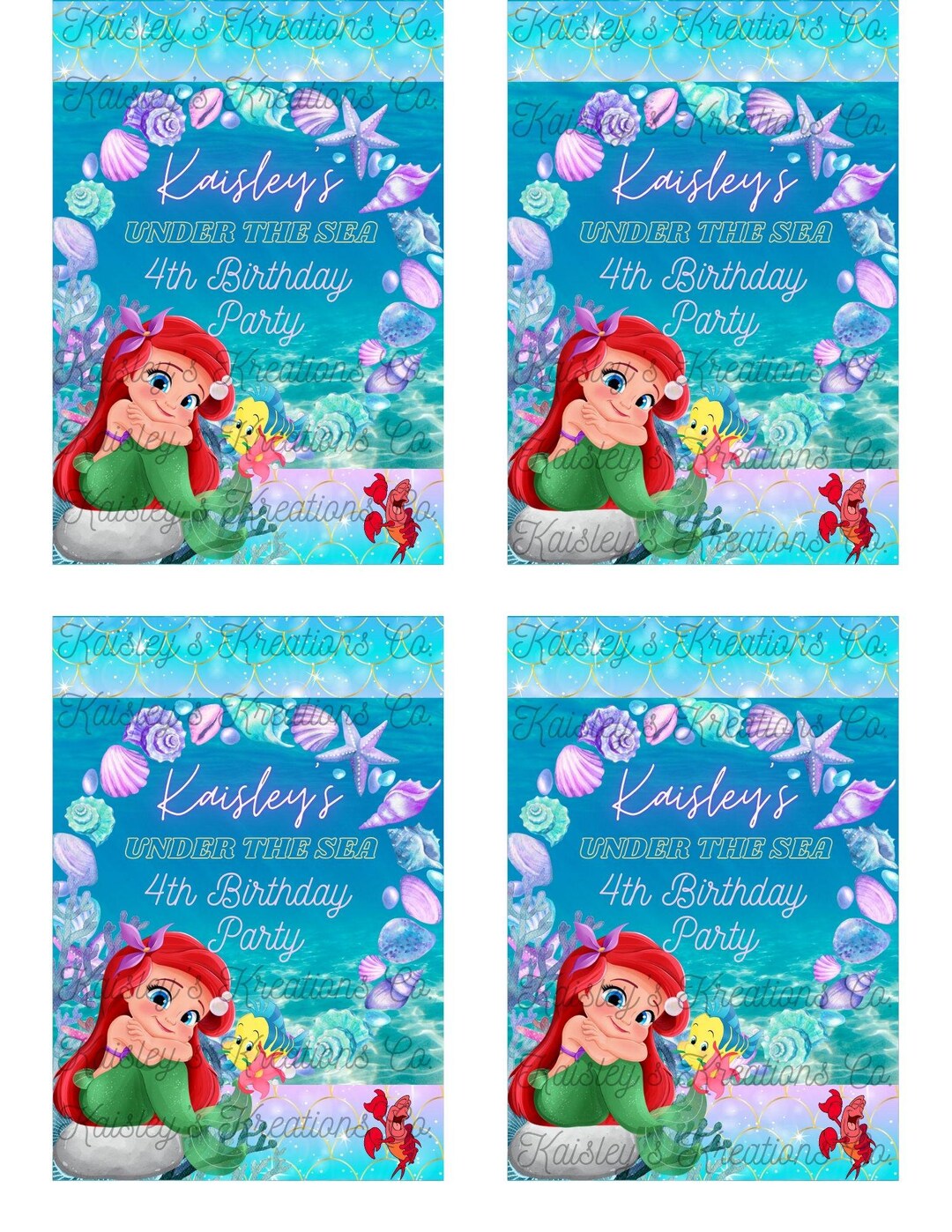 Personalized Baby Ariel Caprisun Labels, Mermaid Baby Ariel Caprisun ...