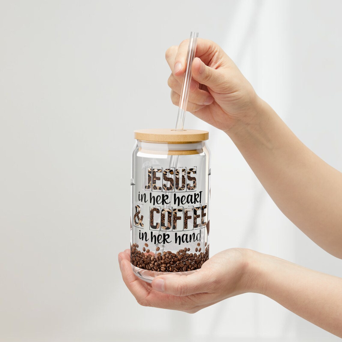 Jesus in Her Heart & Coffee in Her Hand 16oz Glass Cup - Etsy