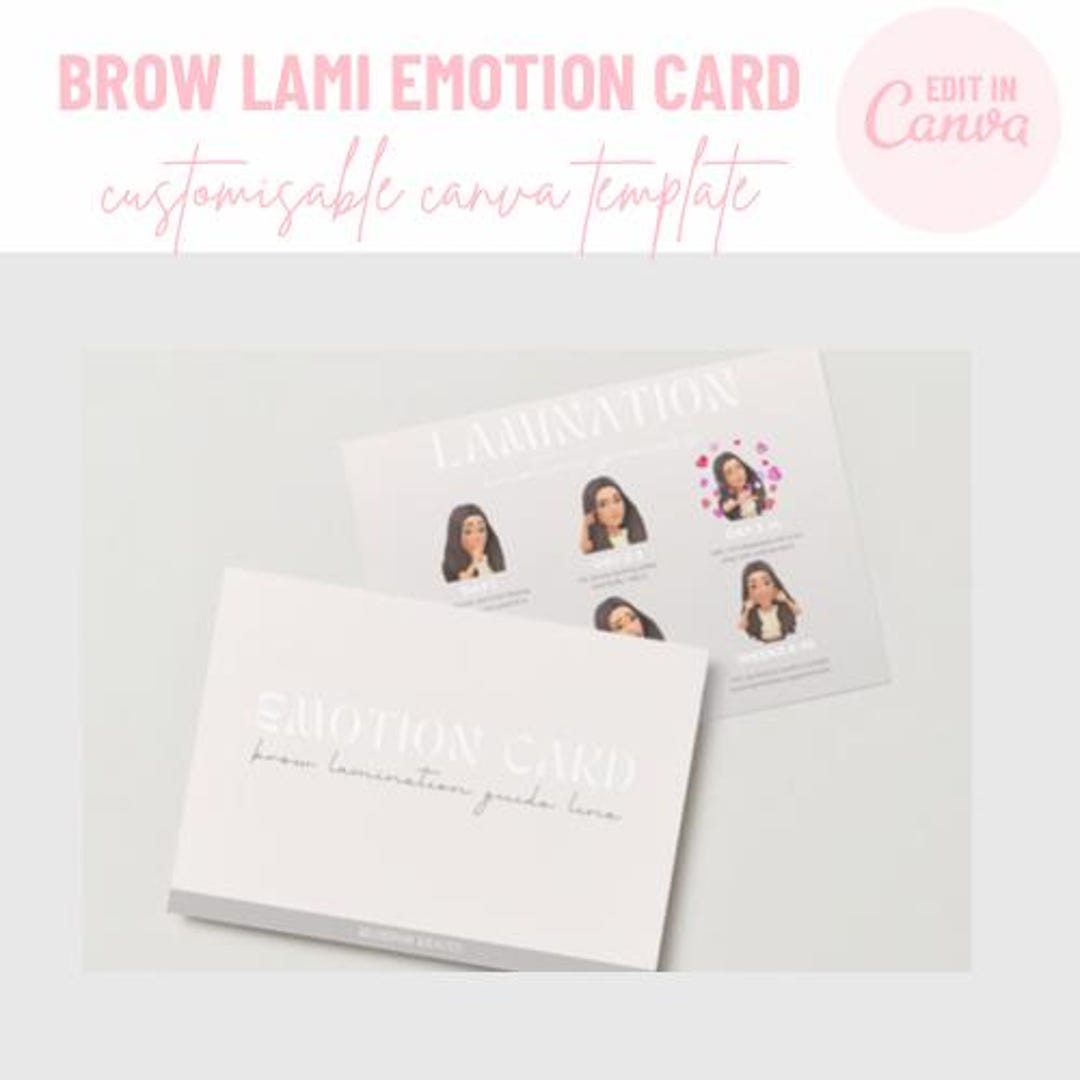 Editable Brow Lamination Emotion Card | CANVA TEMPLATE - Etsy