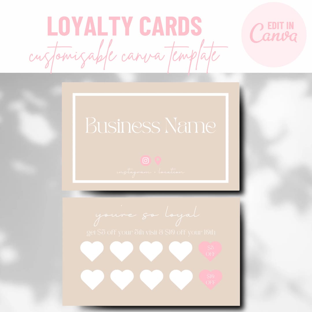 Editable Digital Download Loyalty Card | Customisable Customer Loyalty ...