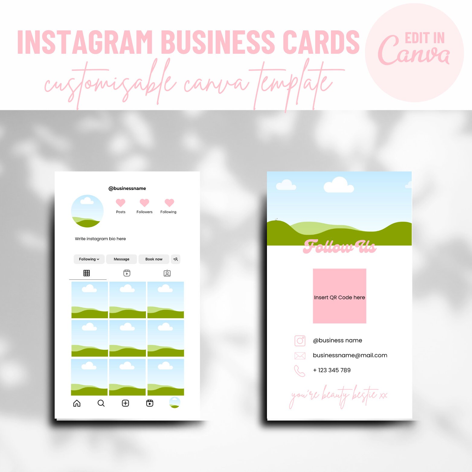 Editable Instagram Business Card Template - Etsy