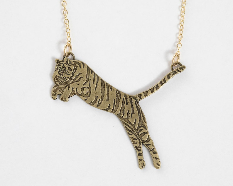 Tiger Necklace Tiger Jewelry Animal Necklace Gold Tiger | Etsy