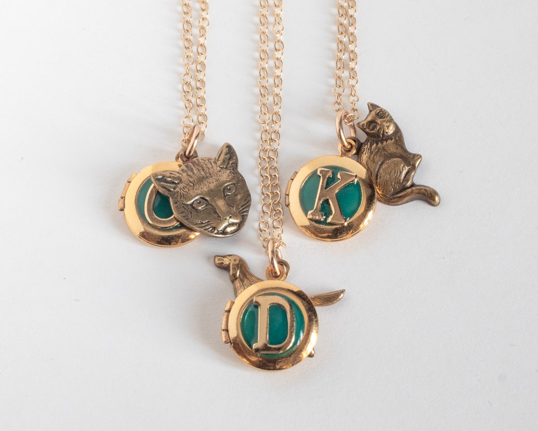 Personalized Initial Locket Necklace, With Either a Cat, Dog, or Paw ...