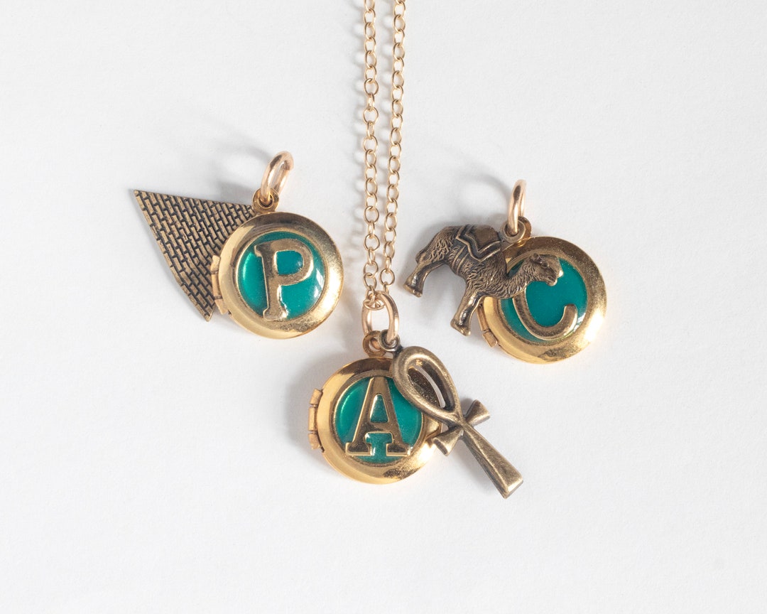 Personalized Tiny Locket With Initial, With an Egyptian-themed Theme ...