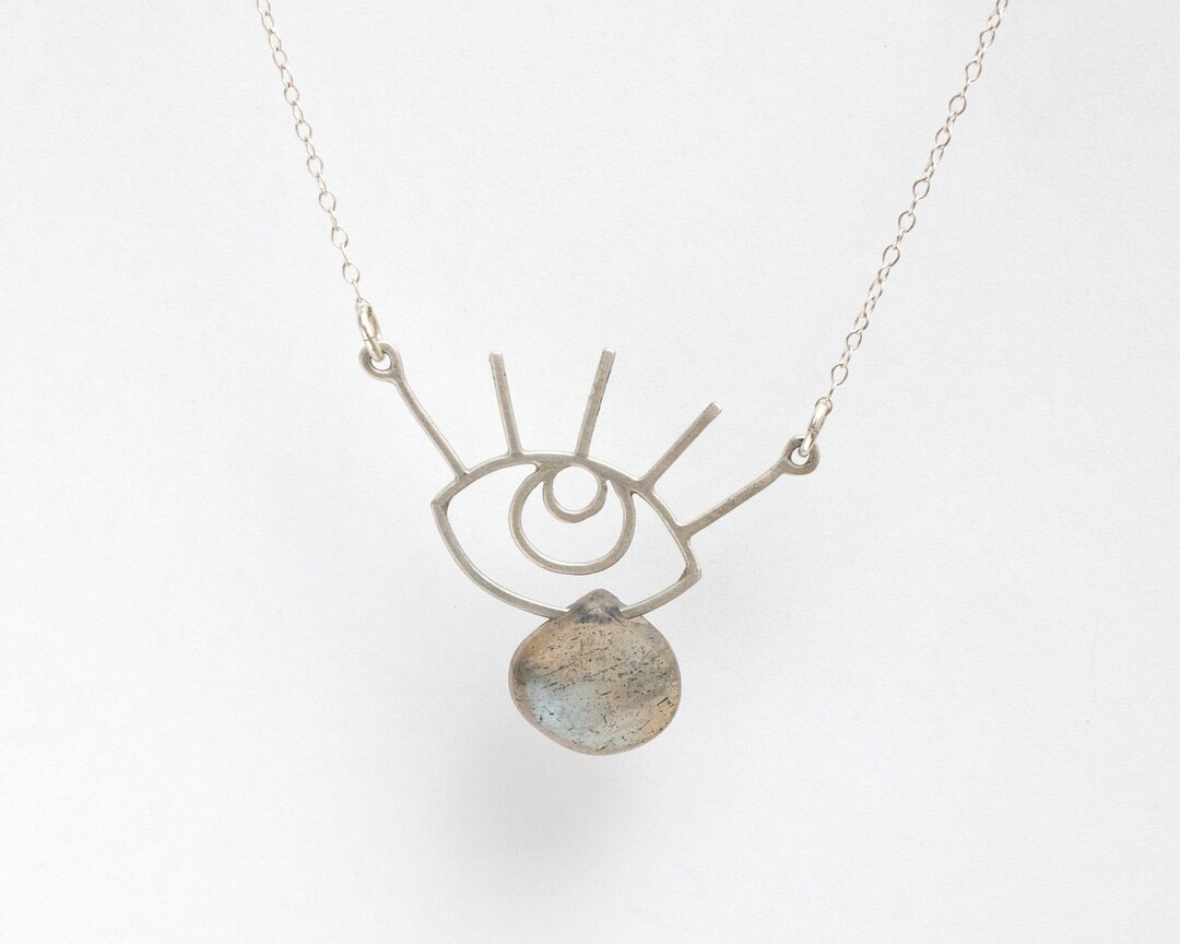 Crying Third Eye Pendant, Sterling Silver With Labradorite Drop - Etsy