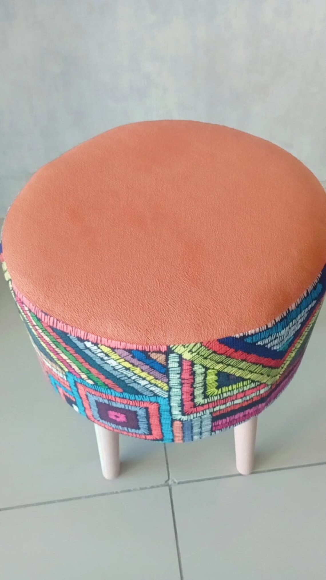 Vibrantly Colored Decorative Stool Enriched With Ethnic Touches,piano ...