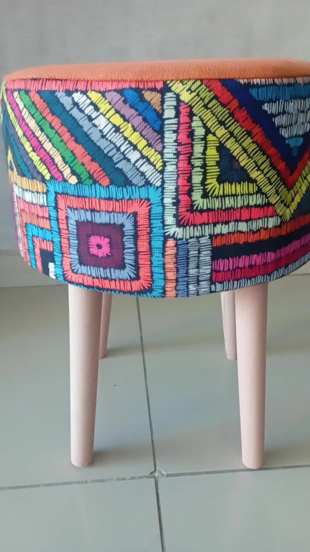 Vibrantly Colored Decorative Stool Enriched With Ethnic Touches,piano ...