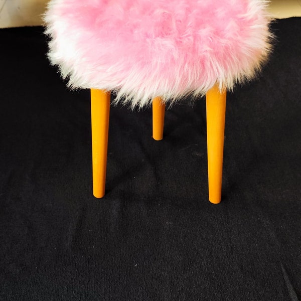 Pink Fur Stool - Etsy UK