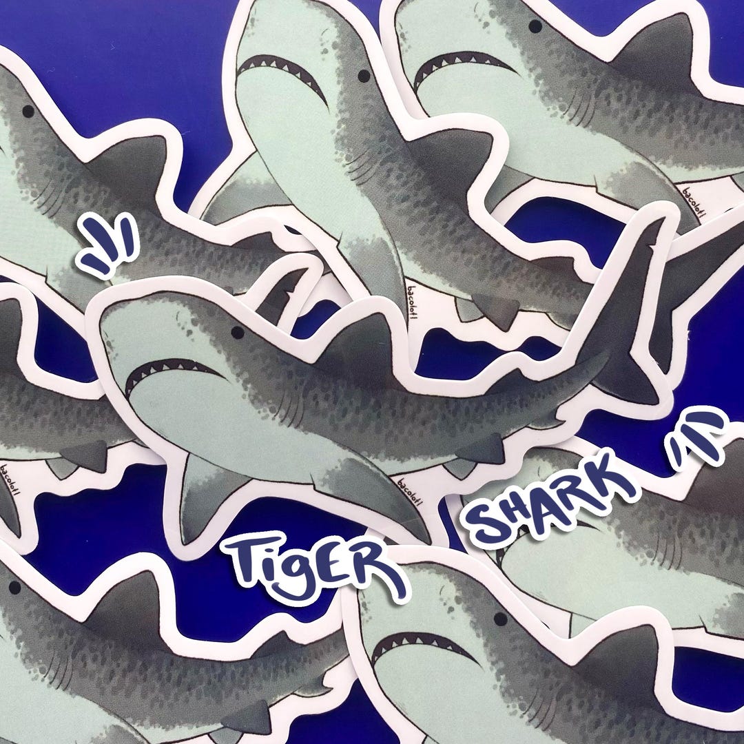 Tiger Shark Vinyl Sticker - Etsy