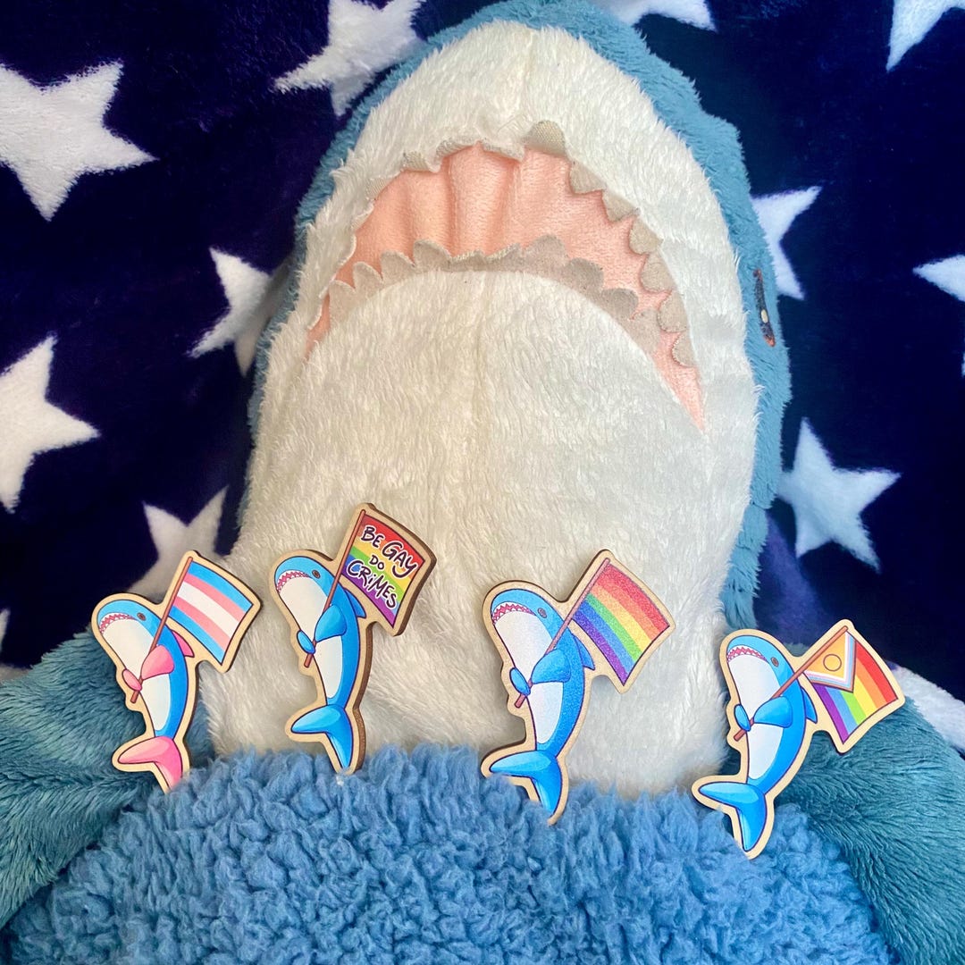 Wooden Blåhaj Pride Pins - Etsy